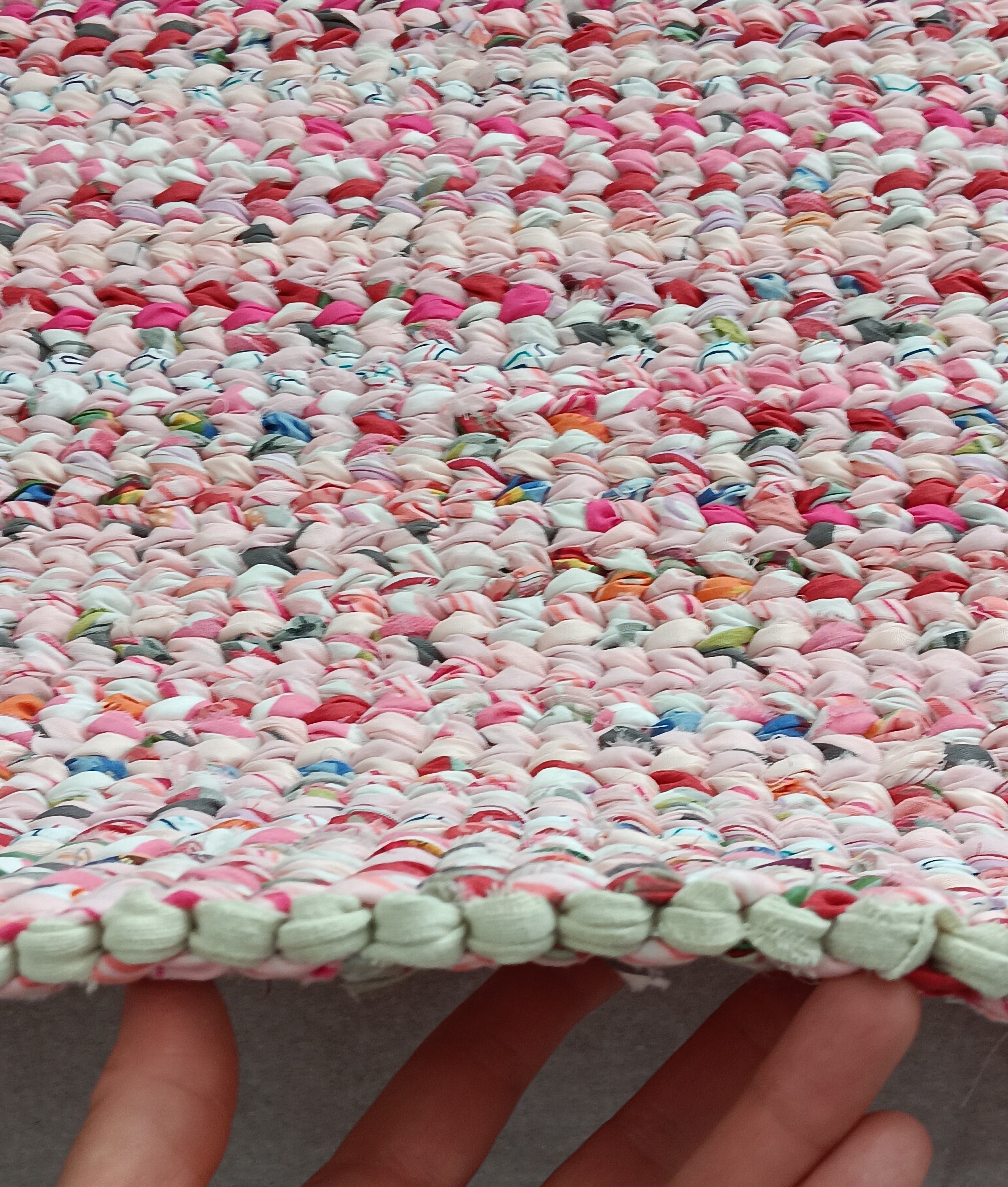 Handwoven Twined Rag Rug, Pink, 25 X 37, Washable, Reversible, Cotton ...