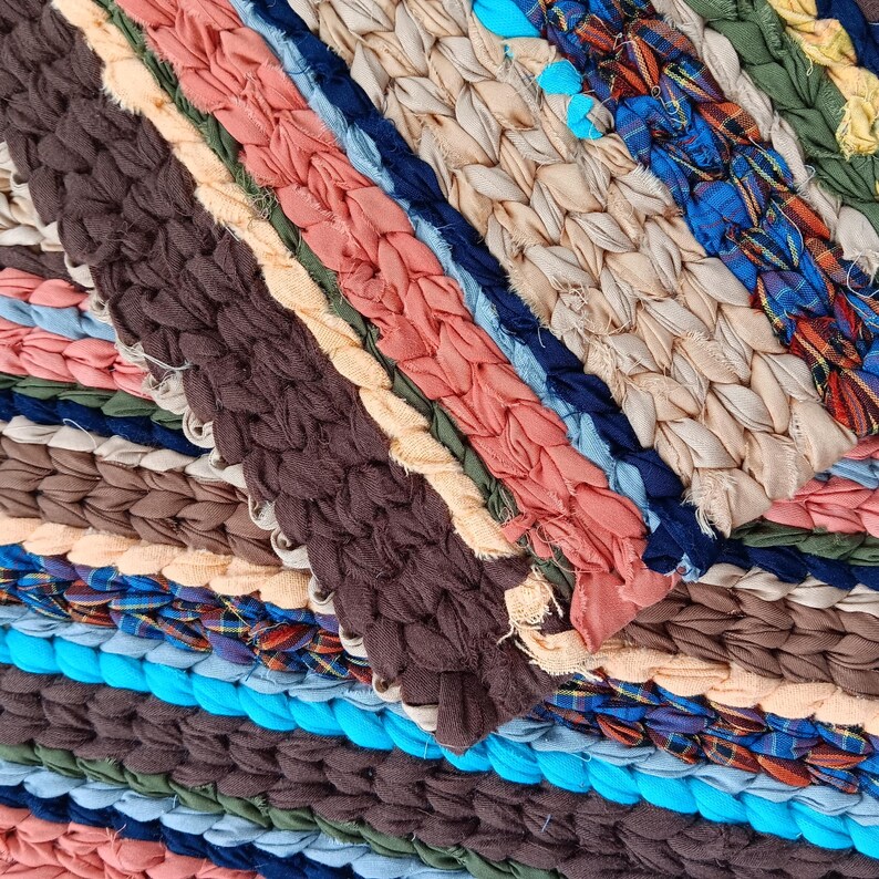 Handwoven Twined Rag Rug, 25 X 37, Multi-colored Southwestern Stripes ...