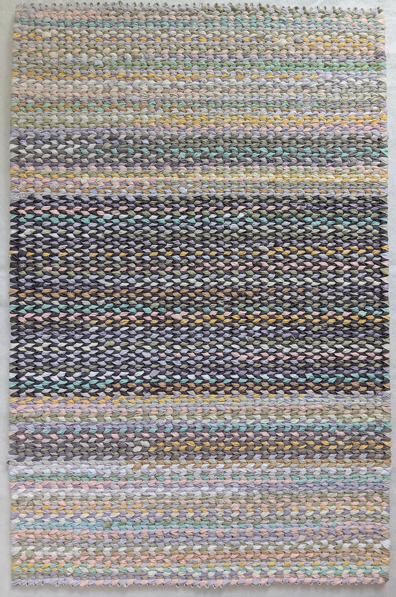 Handwoven Twined Rag Rug, 25"w X 37.5"l, Pastels and Grays, Upcycled ...