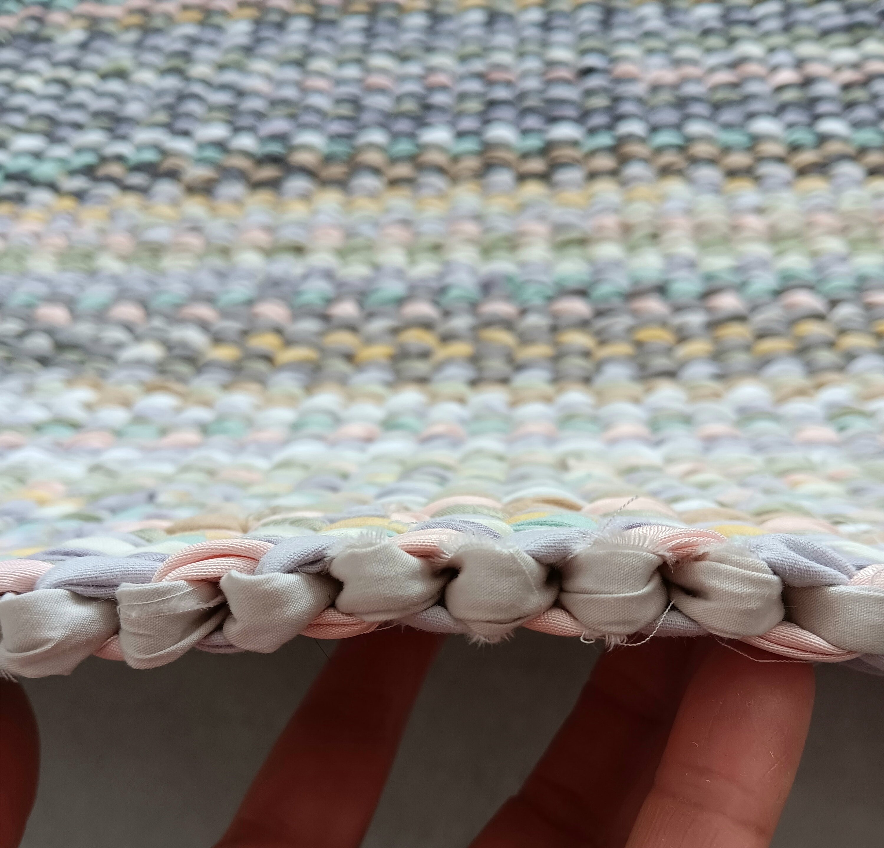 Handwoven Twined Rag Rug, 25"w X 37.5"l, Pastels and Grays, Upcycled ...