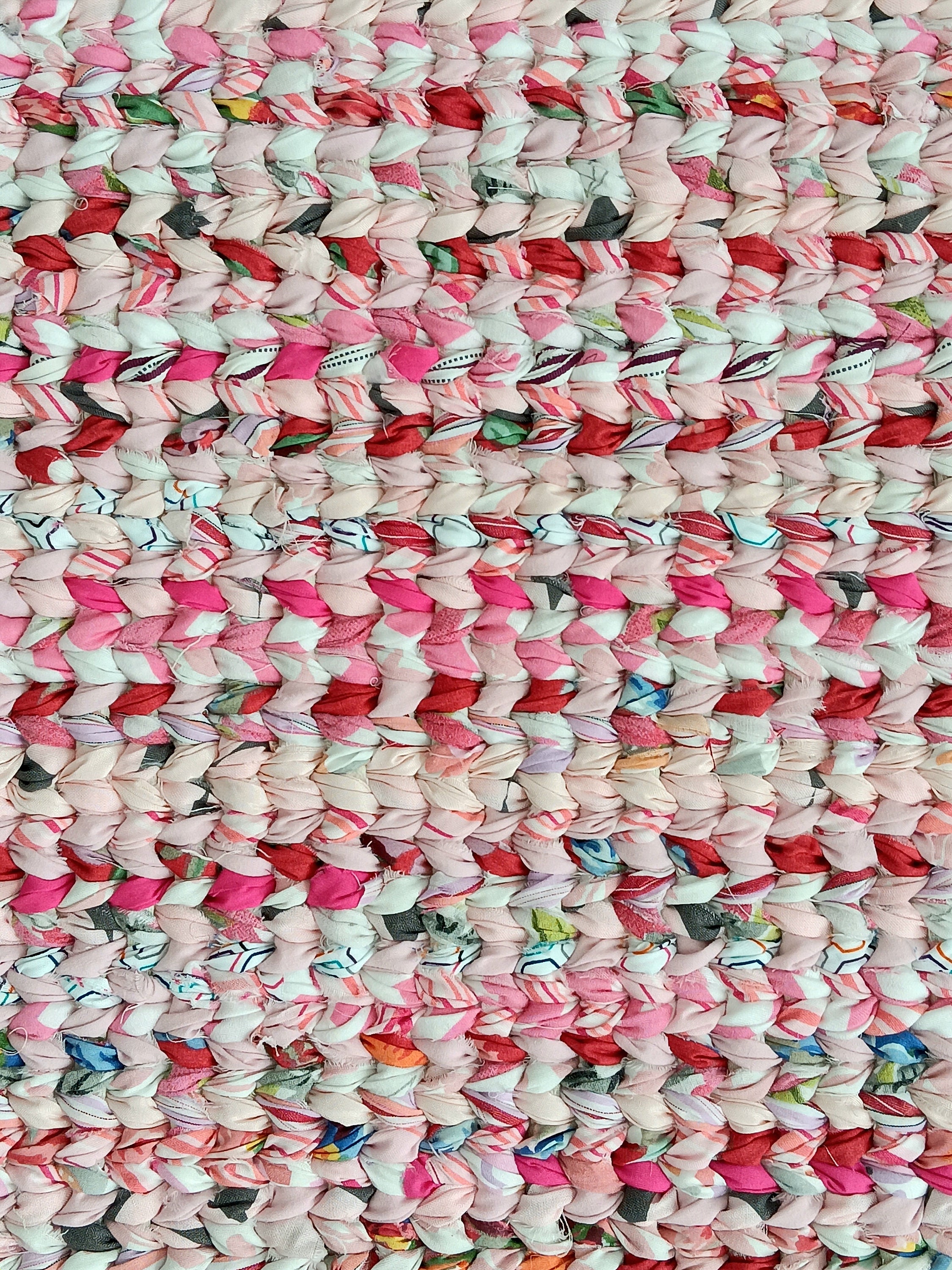 Handwoven Twined Rag Rug, Pink, 25 X 37, Washable, Reversible, Cotton ...