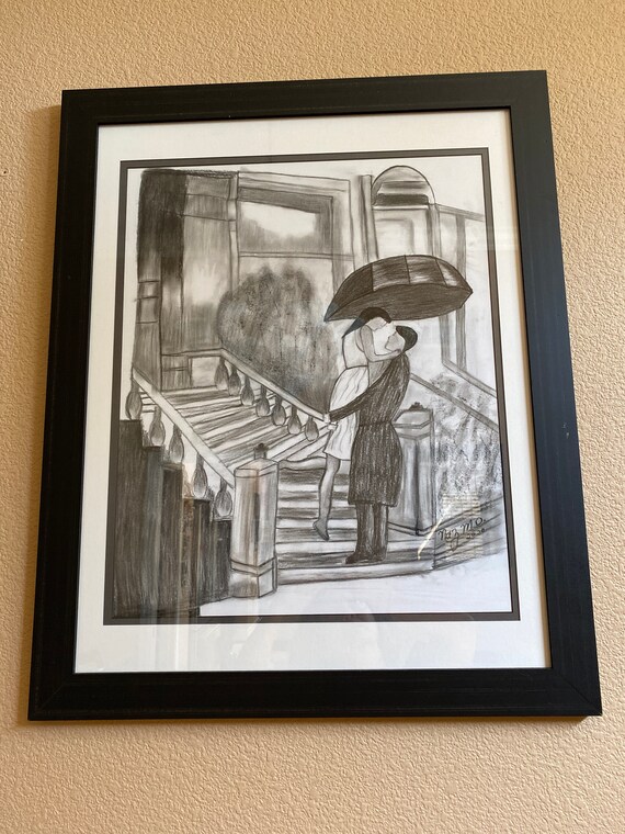 Watercolor Charcoal and Oil Pastel Art | Etsy