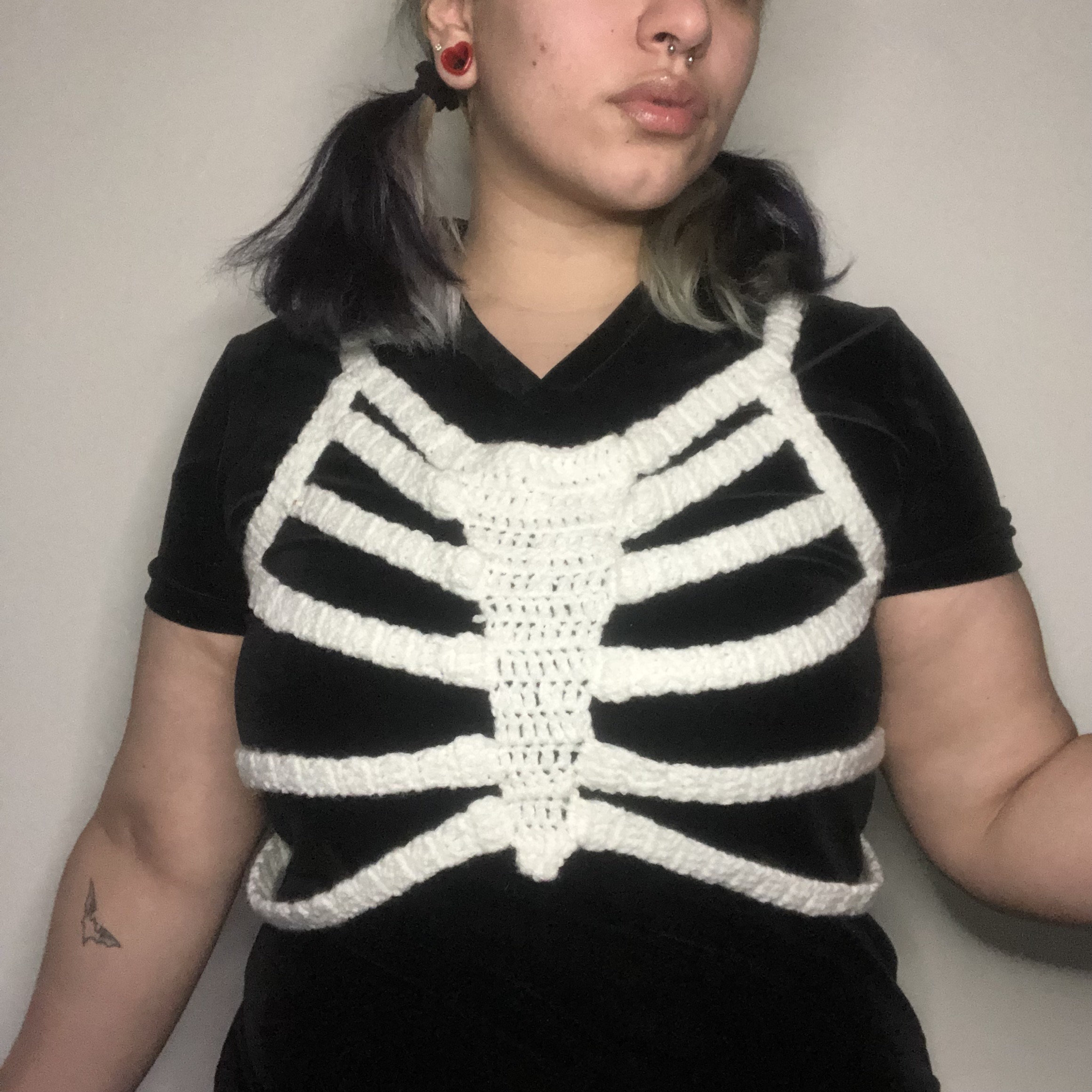 Crochet Top Skeleton Ribcage Handmade Corset Skull Crop Top, Fairycore ...