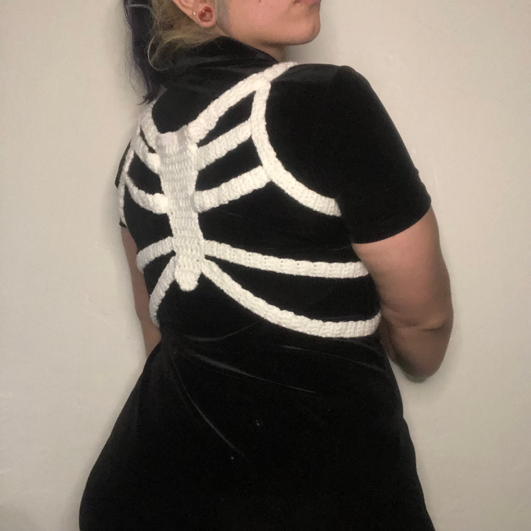 Crochet Top Skeleton Ribcage Handmade Corset Skull Crop Top, Fairycore ...