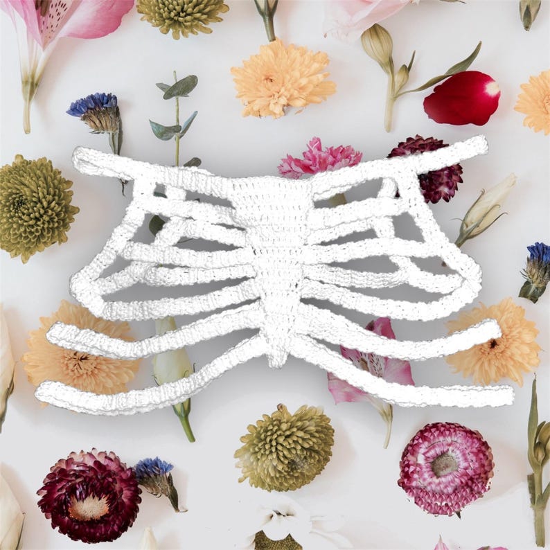Crochet Top Skeleton Ribcage Handmade Corset Skull Crop Top, Fairycore ...