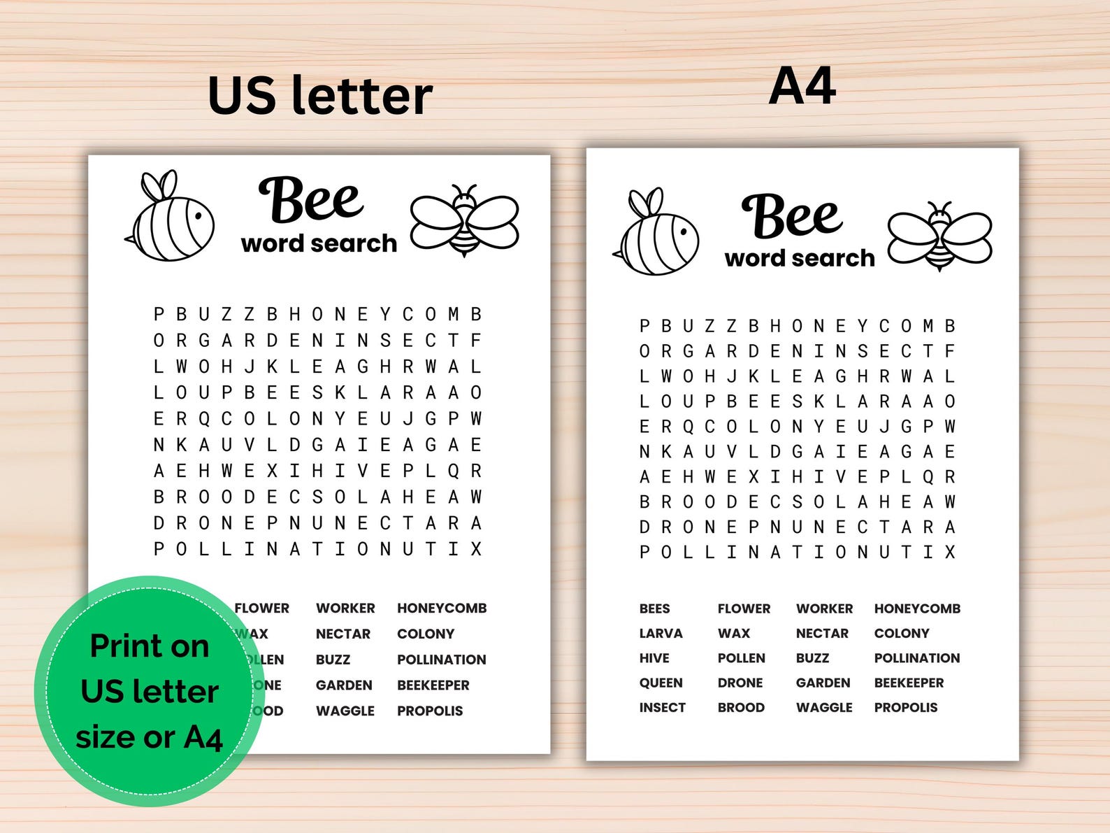 Word Search Activity for Kids Printable, Bee Word Search, Elementary ...