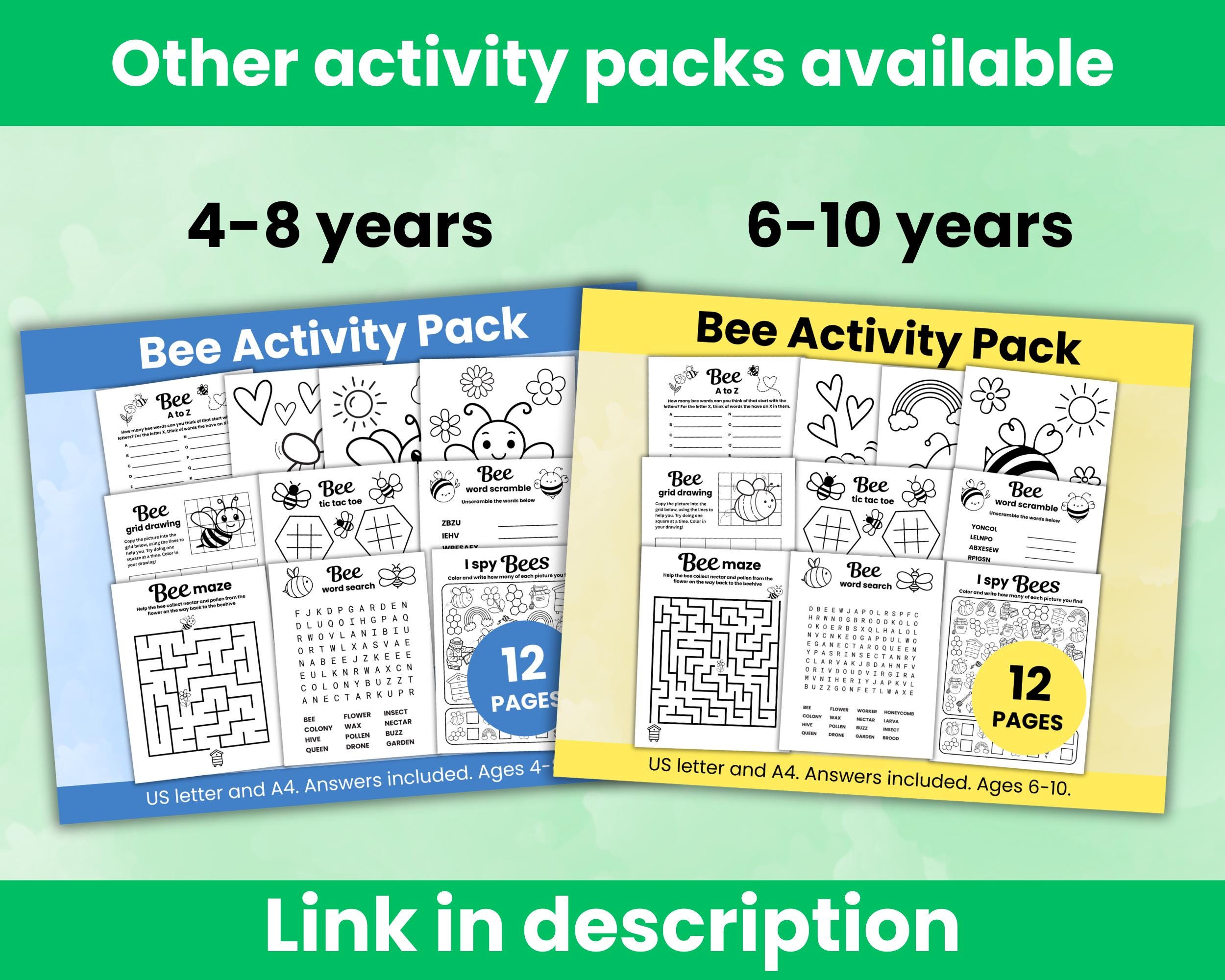 Bee Activity Pack, Bee Birthday Party Games, Printable Bee Activities ...