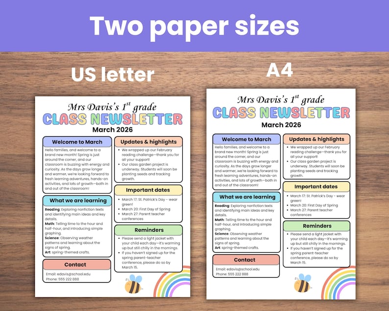 Editable Classroom Newsletter Template, Monthly Teacher Newsletter ...