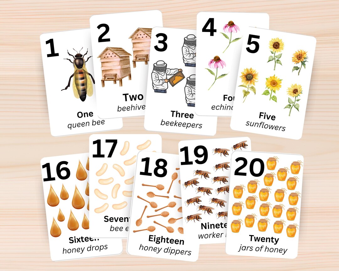 Number Flashcards Printable 1-20, Use for Homeschool, Preschool, Bee ...