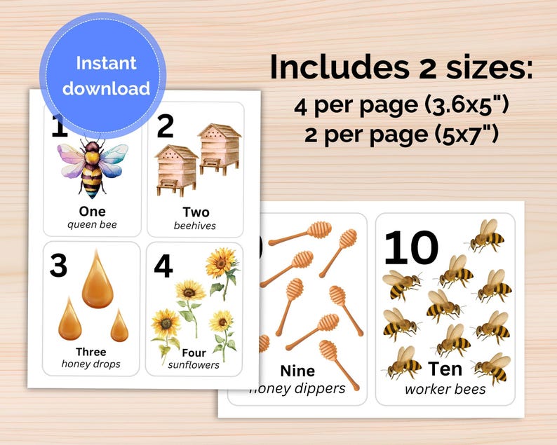 Number Flashcards Printable 1-10, Use for Homeschool, Preschool, Bee ...