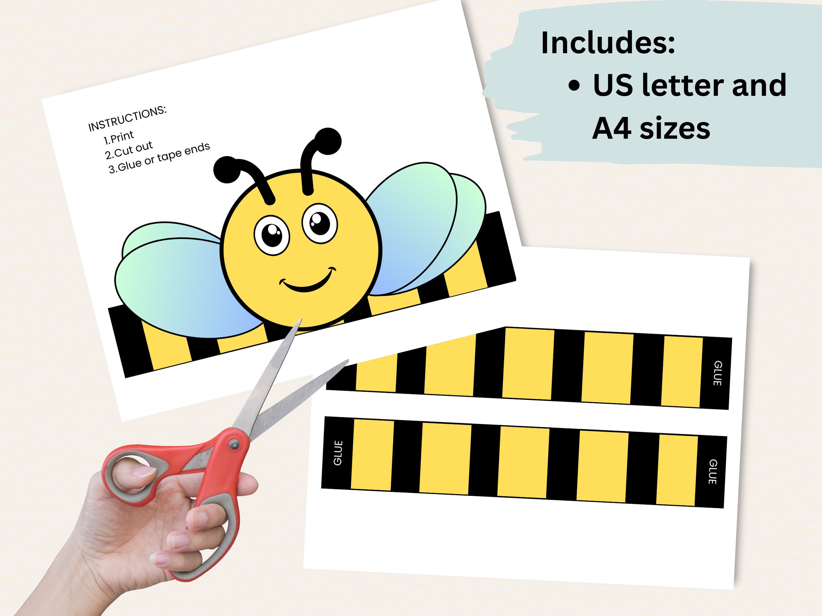 Cut and Paste Craft Bee Paper Crown, Cut and Paste Activity, Bee Themed ...