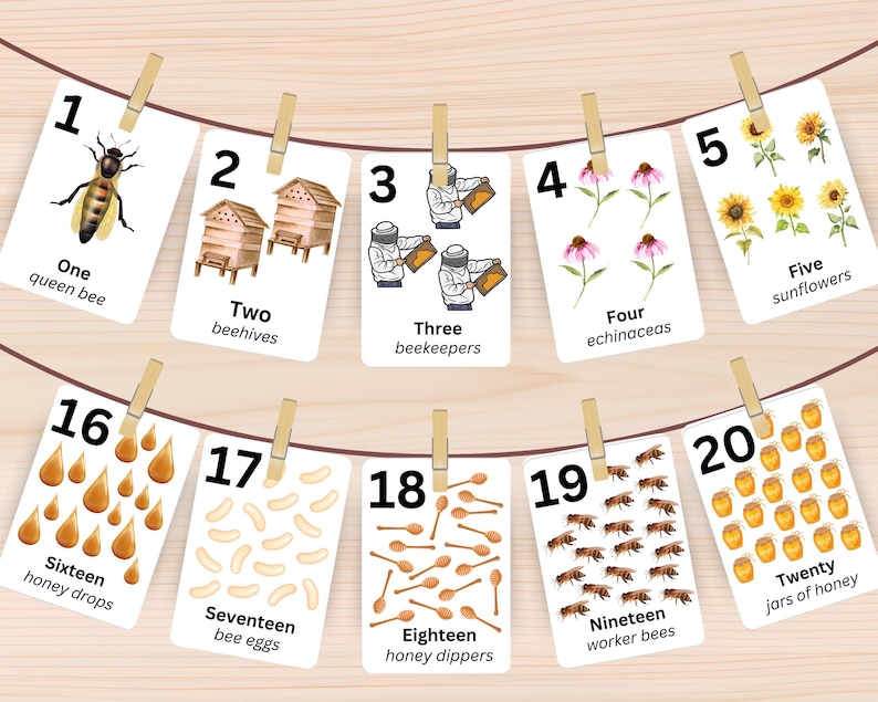 Number Flashcards Printable 1-20, Use for Homeschool, Preschool, Bee ...