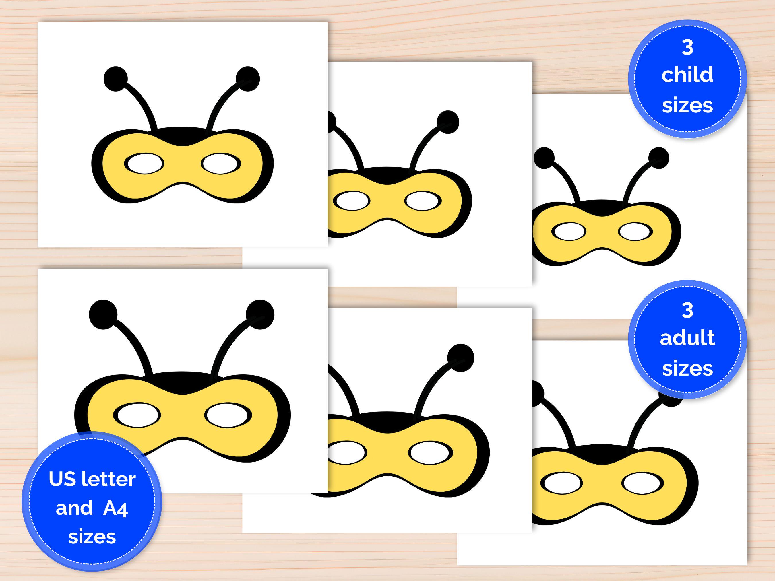 Bee Mask Printable, Ideal for Halloween, Photo Booth Prop, Bee Costume ...