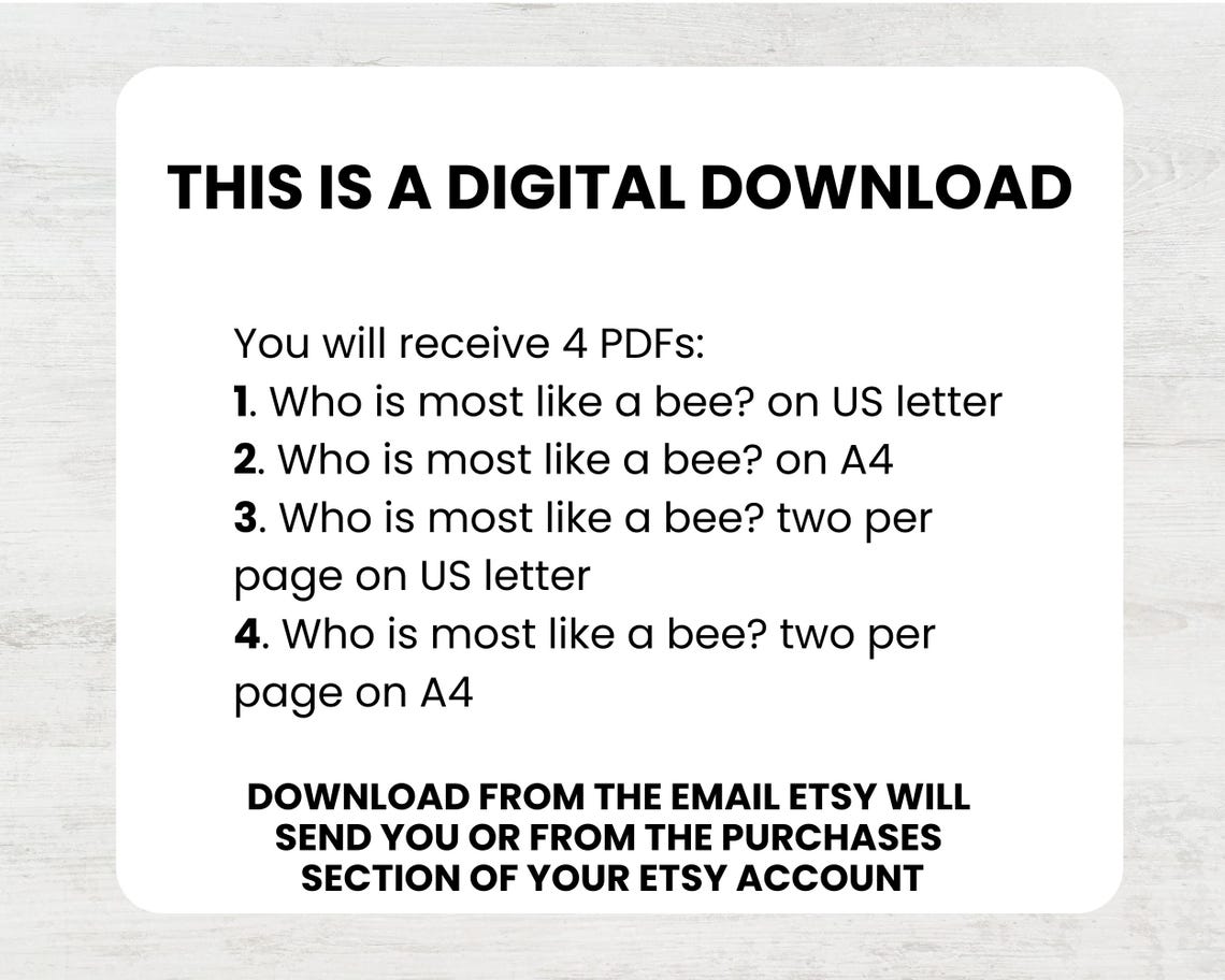 Bee Game Printable, Who is Most Like a Bee Game for Kids and Adults ...