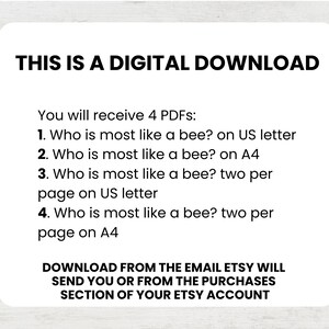 Bee Game Printable, Who is Most Like a Bee Game for Kids and Adults ...