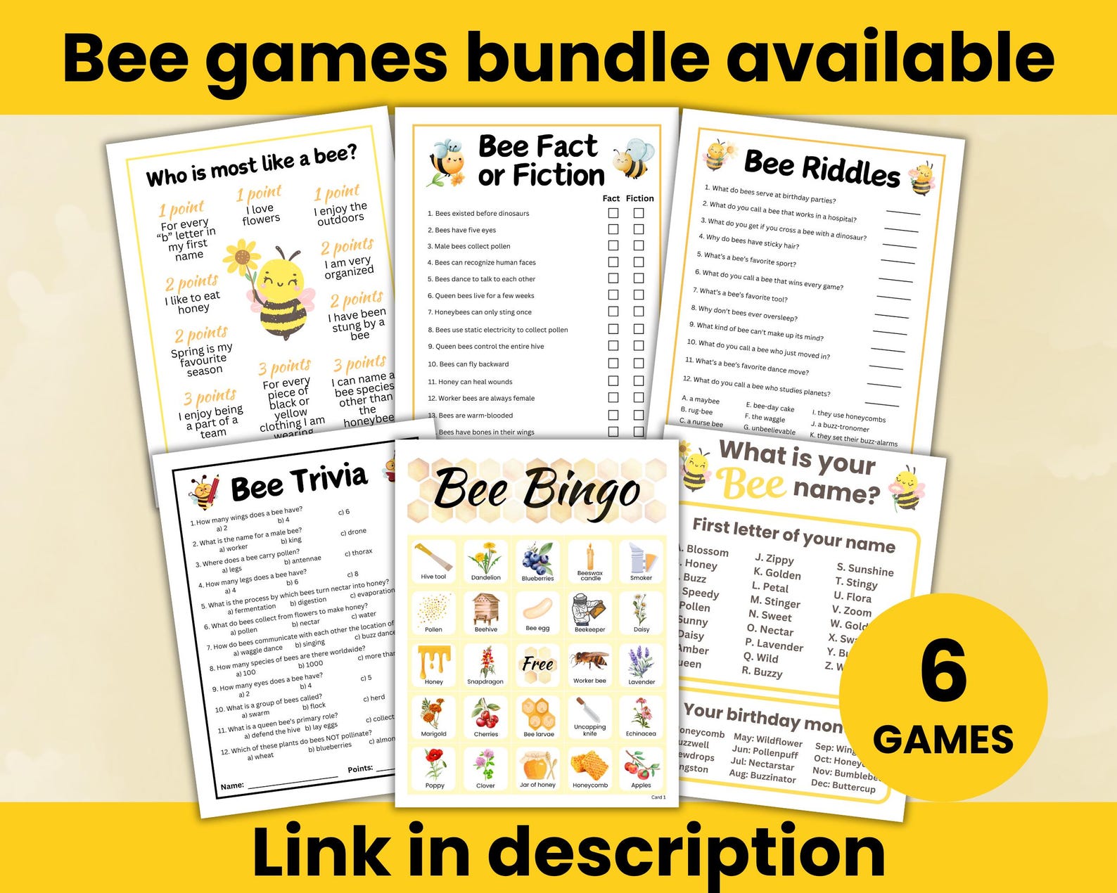 Bee Riddles Game, Printable Honeybee Game for Kids and Adults, Bee Day ...