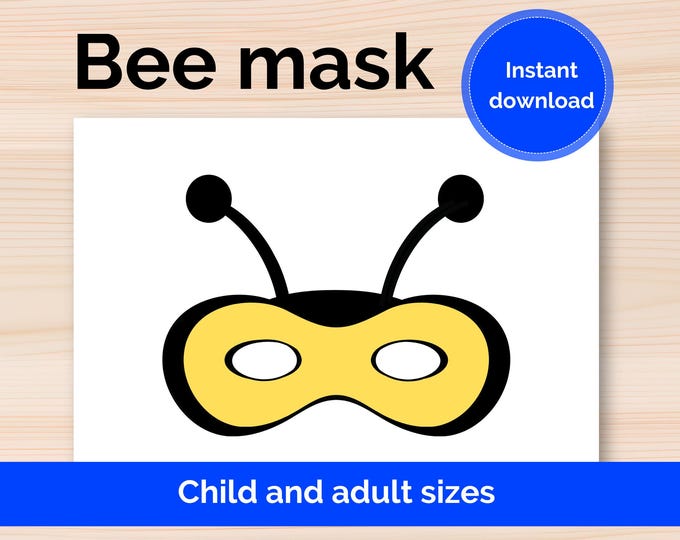 Bee Mask Costume Animal Mask Printable Party Favor Insect Halloween ...