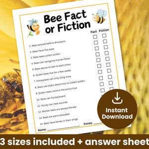 Bee Fact or Fiction Game, Printable Honeybee Game for Kids and Adults ...