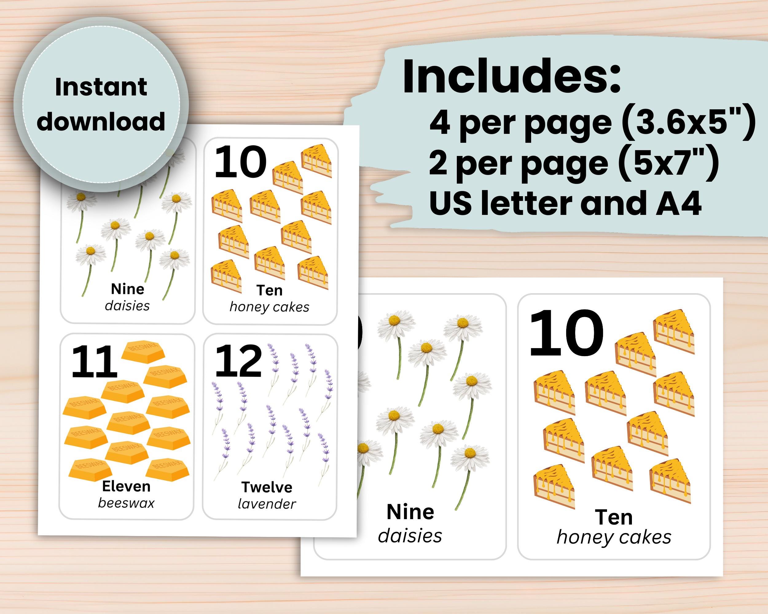 Number Flashcards Printable 1-20, Use for Homeschool, Preschool, Bee ...