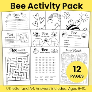Bee Activity Pack, Printable Bee Activities, Activity Pack for Kids ...