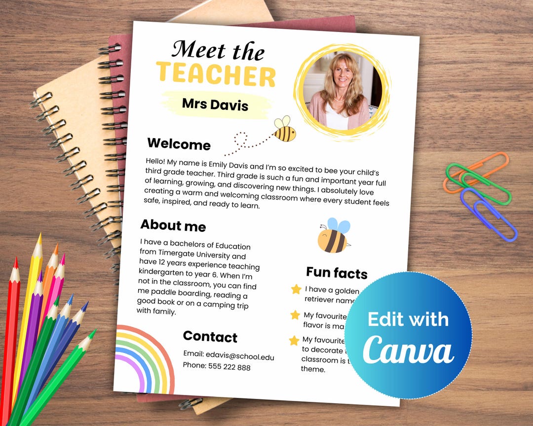 Editable Meet the Teacher Template, Back to School Newsletter, Meet the ...