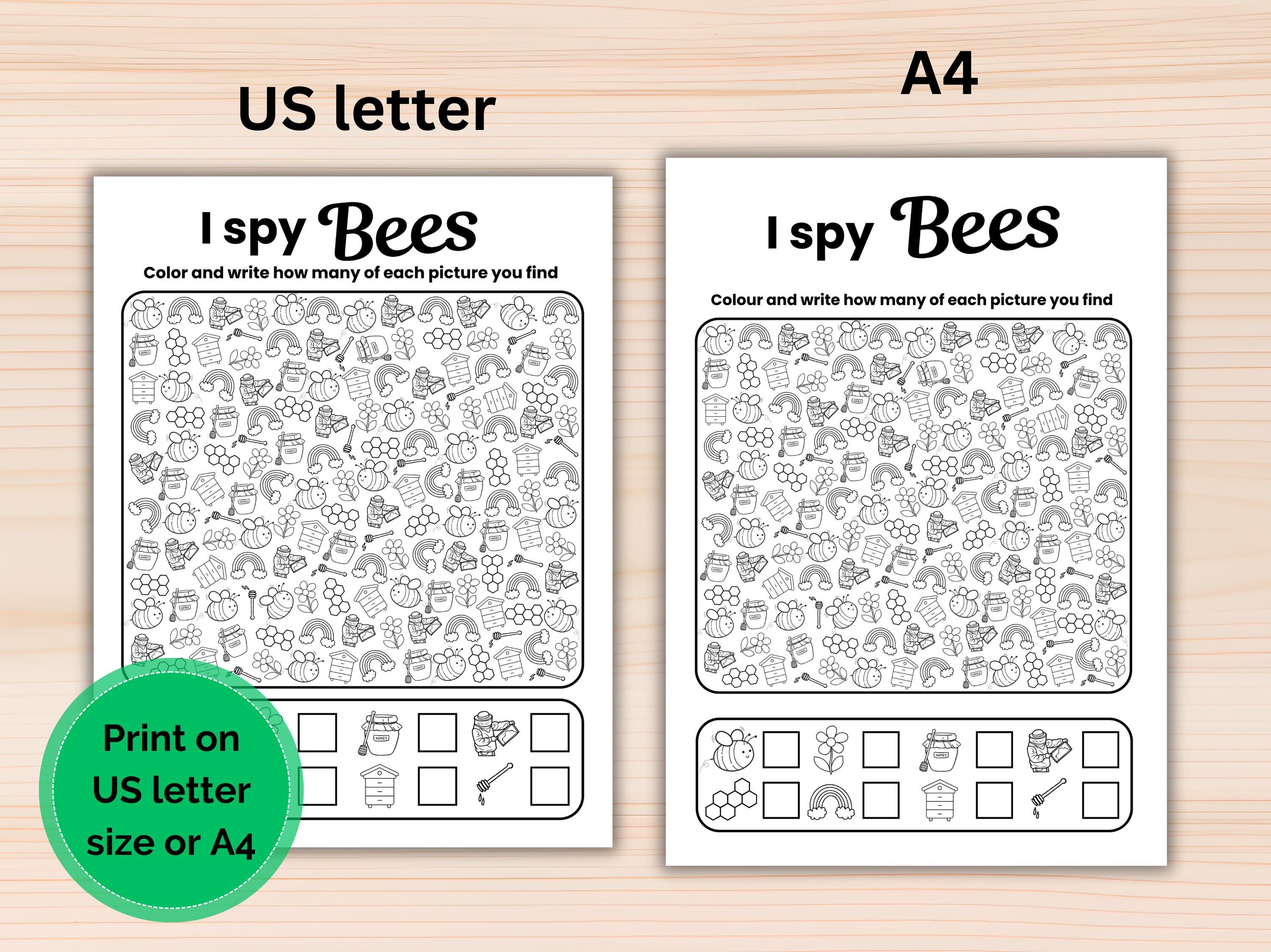 I Spy Coloring Page, I Spy Counting Activity Sheet, Bee I Spy Activity ...