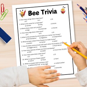 Bee Trivia Game, Printable Honeybee Trivia Game for Kids and Adults ...