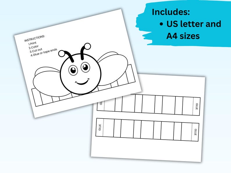 Cut and Paste Craft Bee Paper Crown, Color, Cut and Paste, Bee Themed ...