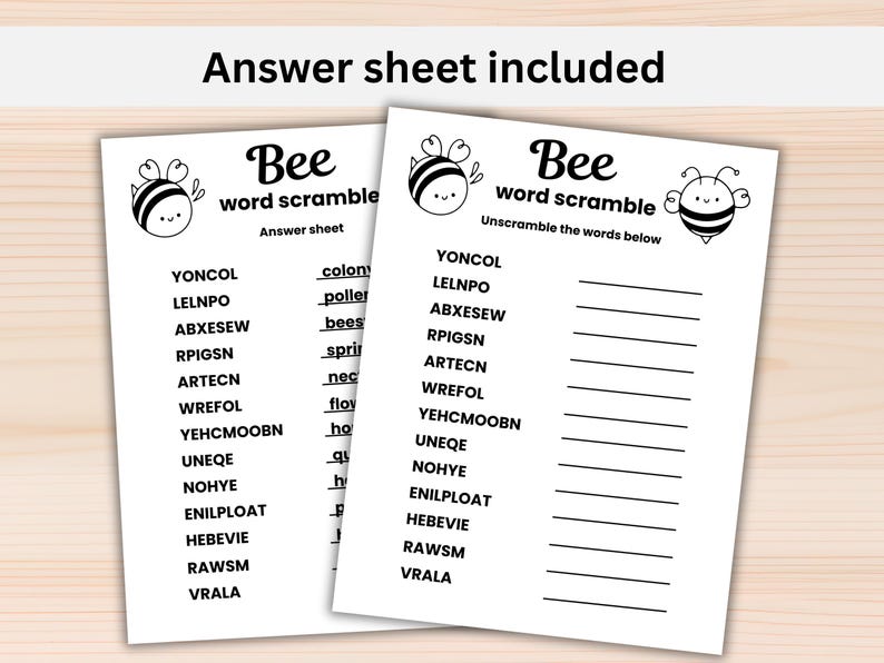 Word Scramble Game, Word Unscramble Activity Sheet, Bee Word Scramble ...