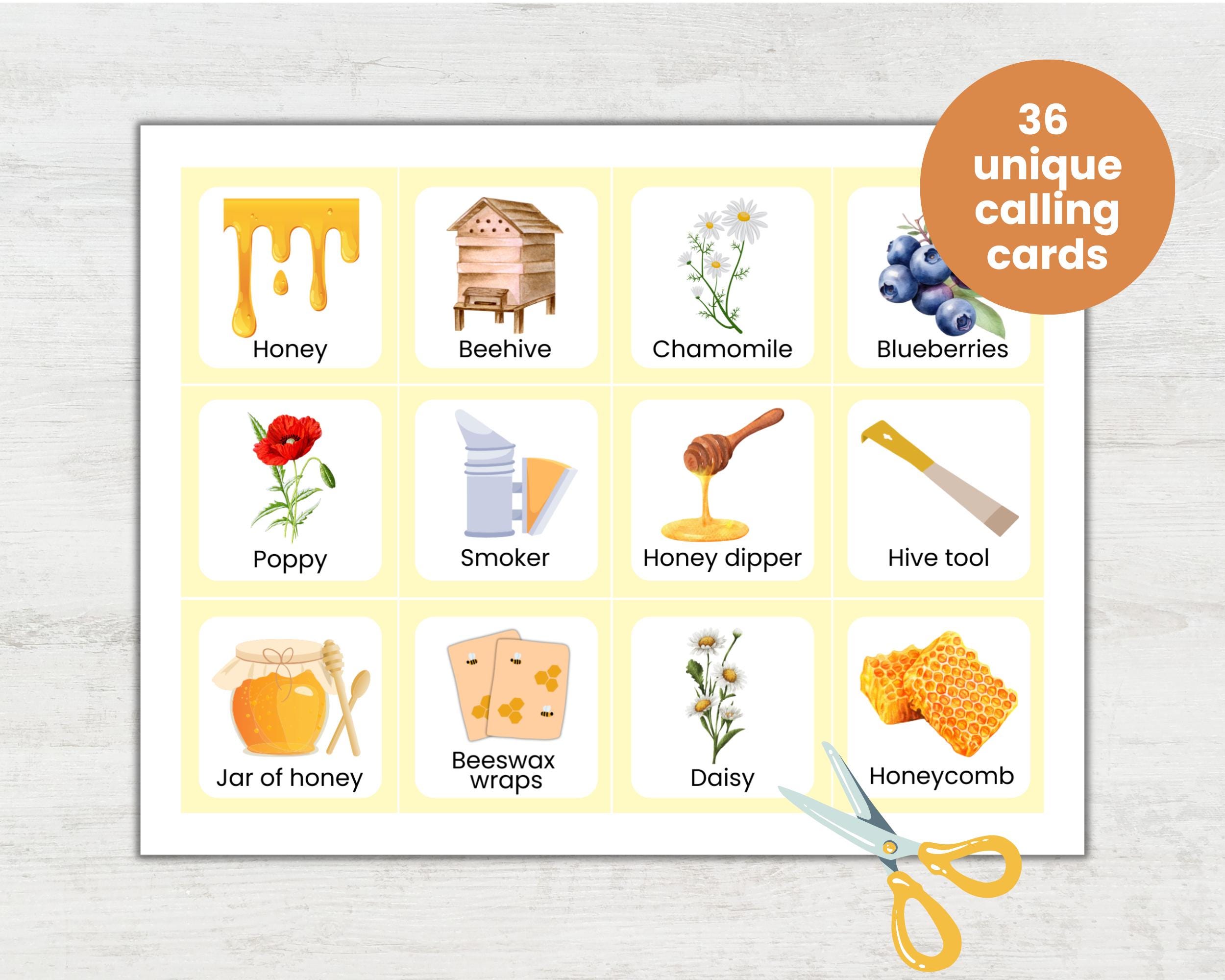 Bee Bingo Game, 50 Printable Bingo Cards, Bee Birthday Party Game, Bee ...