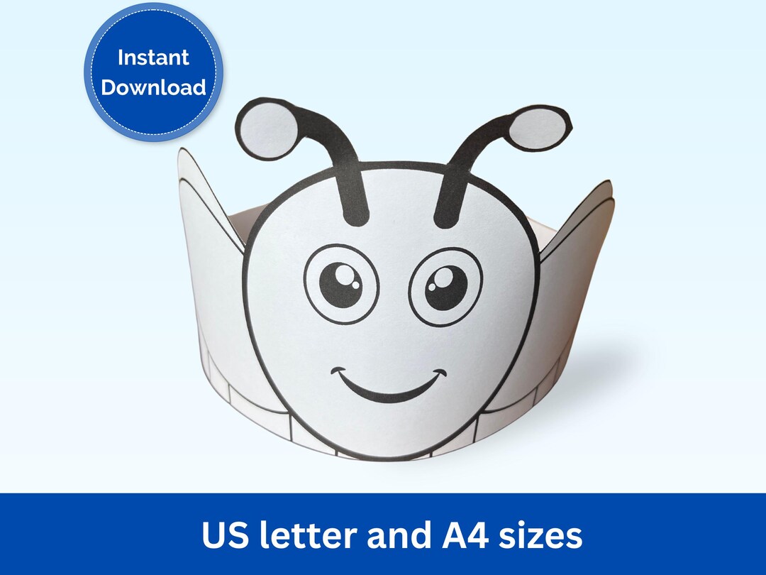 Cut and Paste Craft Bee Paper Crown, Color, Cut and Paste, Bee Themed ...