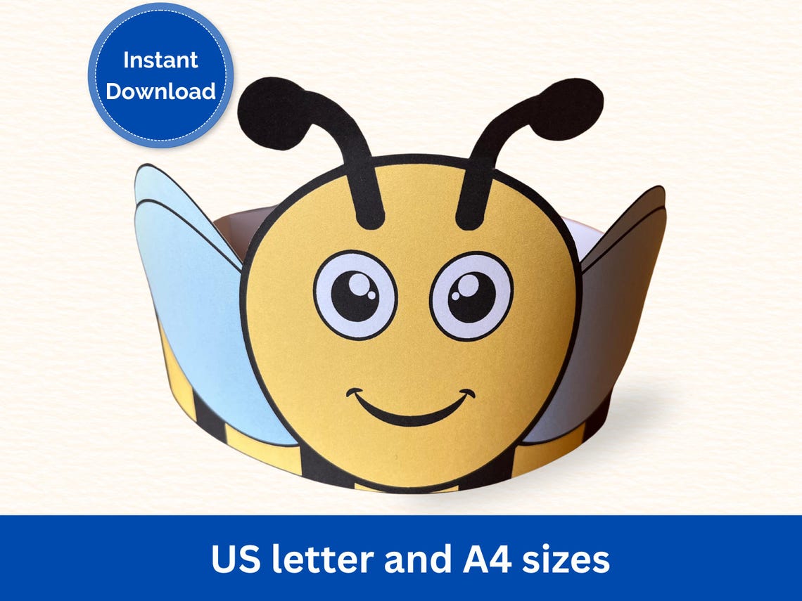 Cut and Paste Craft Bee Paper Crown, Cut and Paste Activity, Bee Themed ...