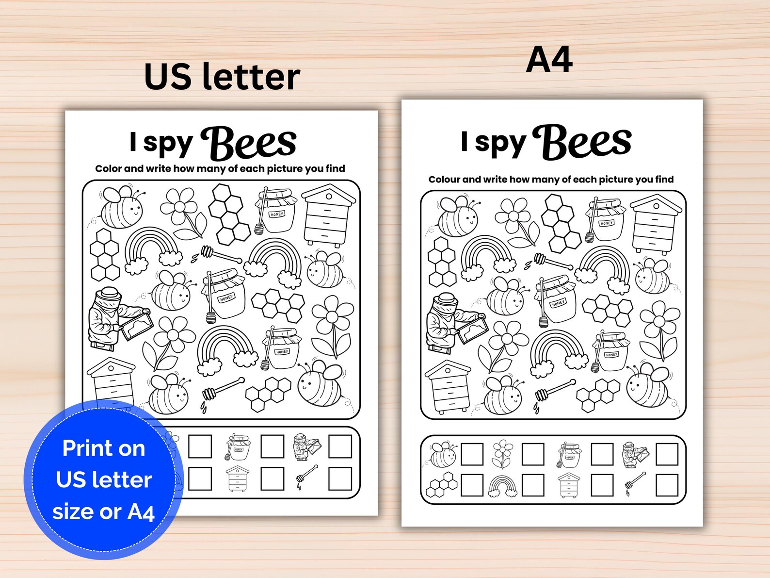 I Spy Printable Activity, Bee I Spy Game, I Spy Printable Coloring ...