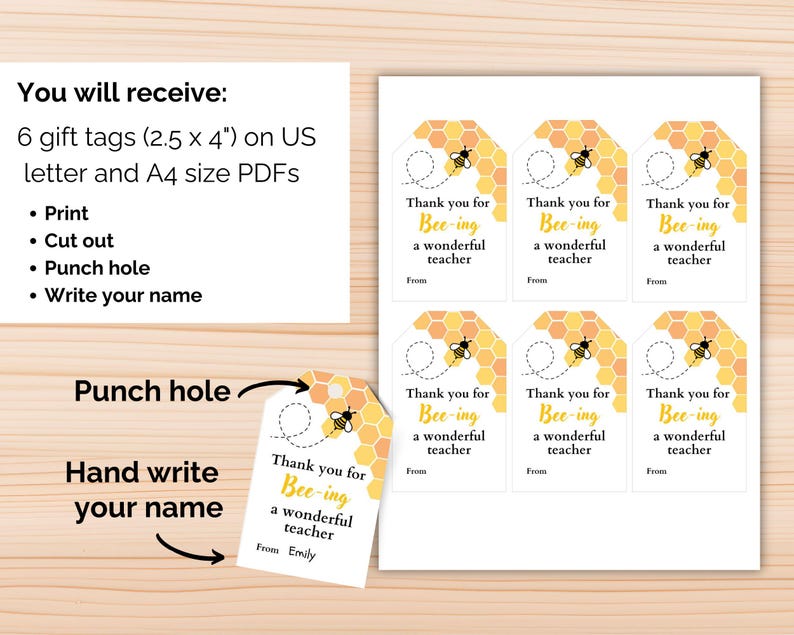 Teacher Appreciation Gift Tags Printable, Thank You for Beeing a ...