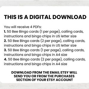 Bee Bingo Game, 50 Printable Bingo Cards, Bee Birthday Party Game, Bee ...