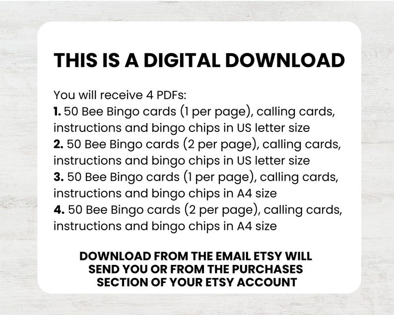 Bee Bingo Game, 50 Printable Bingo Cards, Bee Birthday Party Game, Bee ...