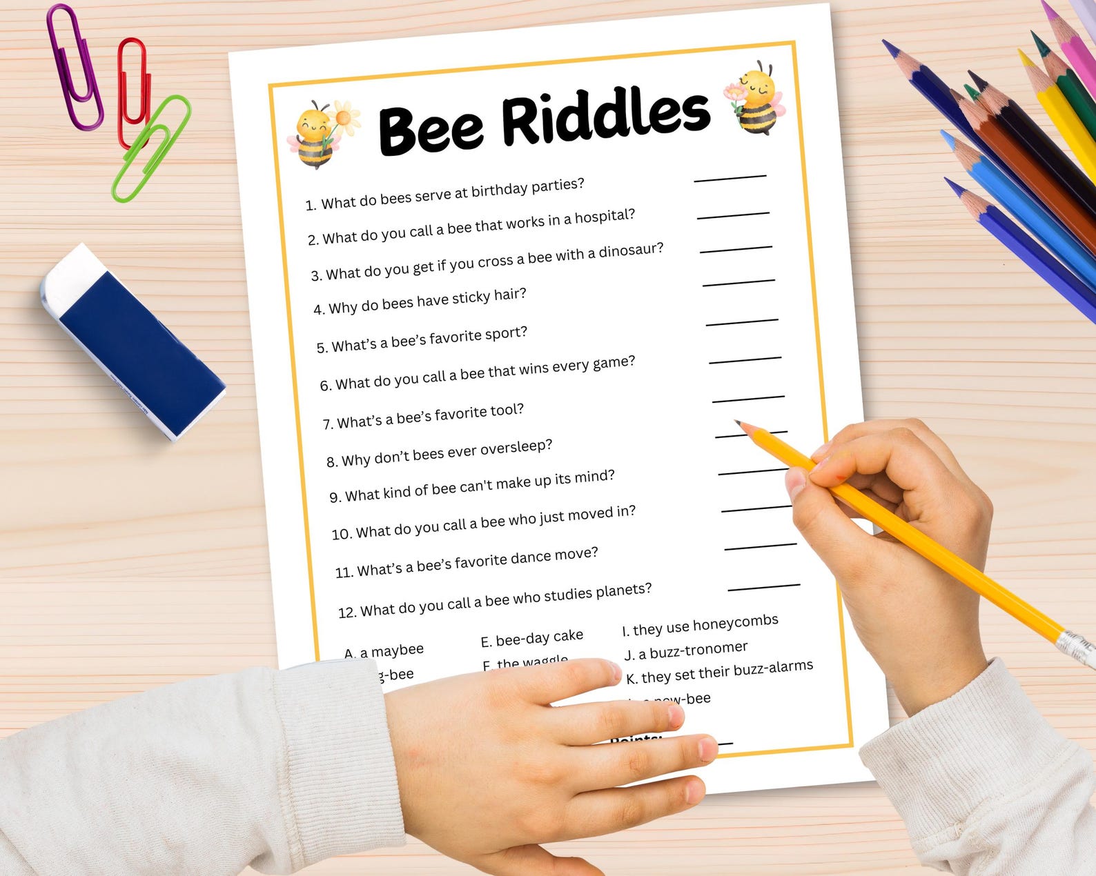 Bee Riddles Game, Printable Honeybee Game for Kids and Adults, Bee Day ...