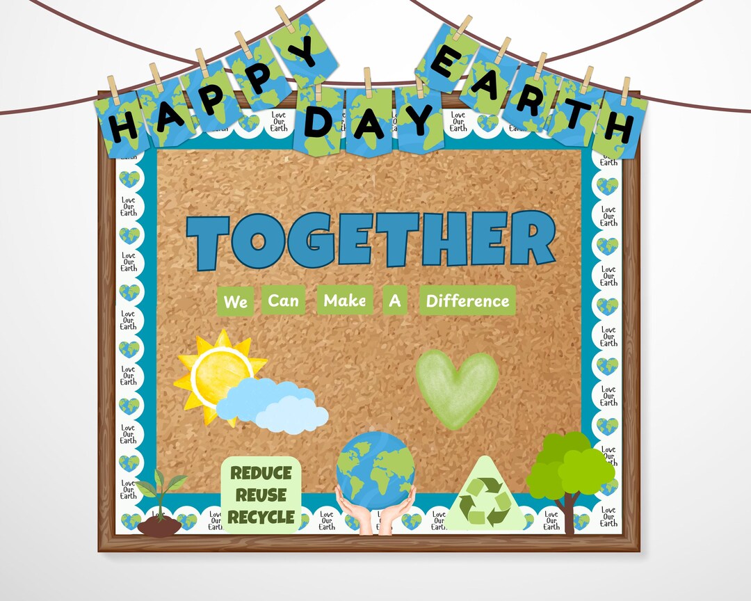 Earth Day Bulletin Board Kit, Spring Classroom Bulletin Board Decor ...