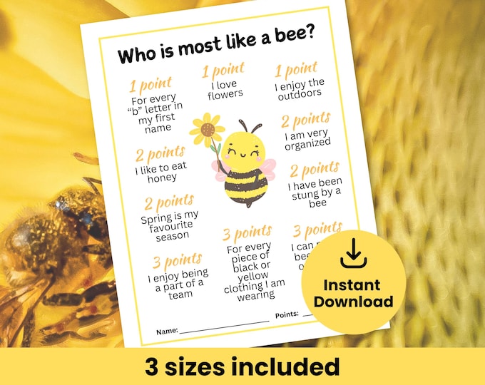 Bee Riddles, Fun Printable Party Game for Kids and Adults, Bee Theme ...