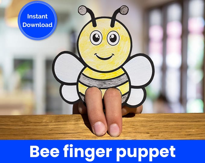 Bee Paper Craft Printable Finger Puppet Template Kids Craft Activity ...