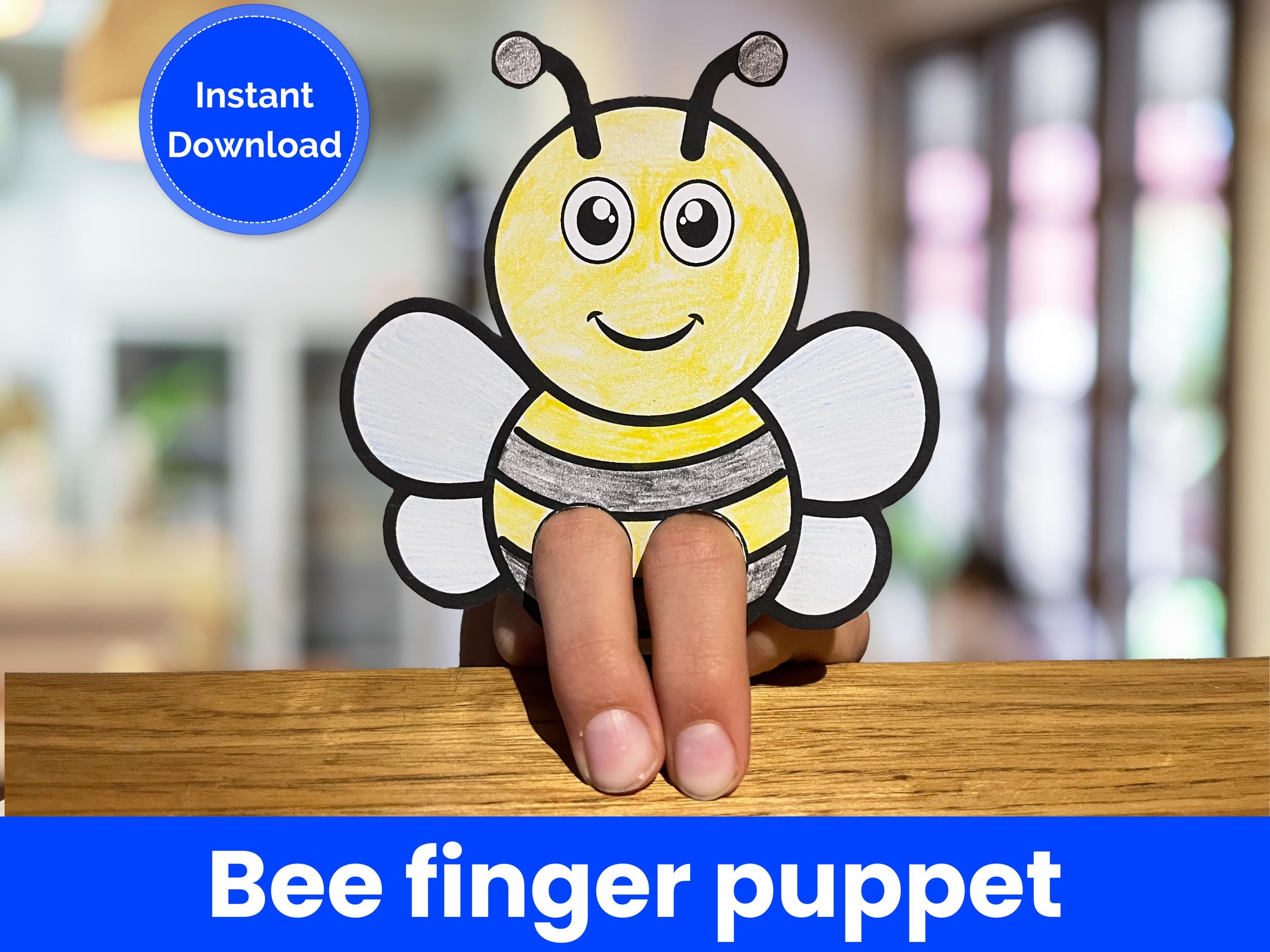 Paper Cut and Color Craft for Kids, Bee Paper Finger Puppet, School ...