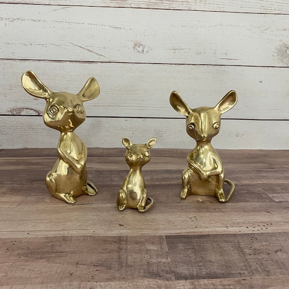 Mid-century Vintage Solid Brass Mice Animal Figurines Decor | Etsy