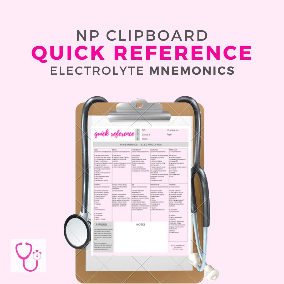 Nurse Practitioner | ELECTROLYTE Mnemonics | Clinical Quick Reference ...