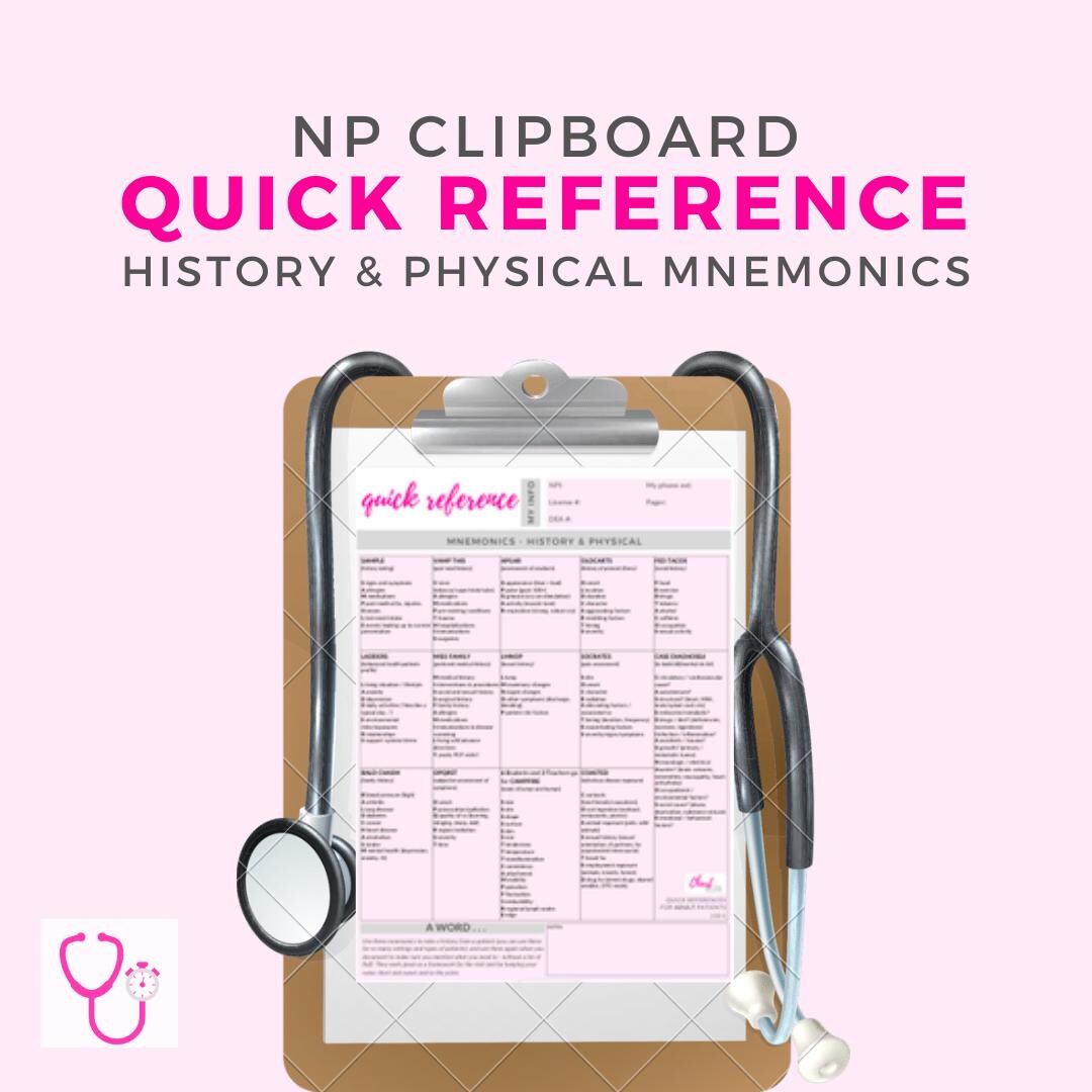 Clinical Quick Reference - the Top HISTORY + PHYSICAL Mnemonics - for ...