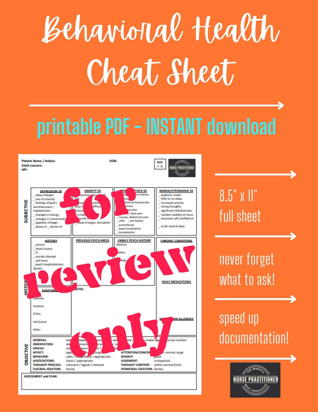 Behavioral Health Cheat Sheet Instant Download Improve Charting For Nurses Nurse