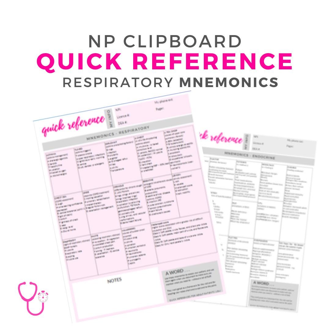 Nurse Practitioner | RESPIRATORY Mnemonics | Clinical Quick Reference ...