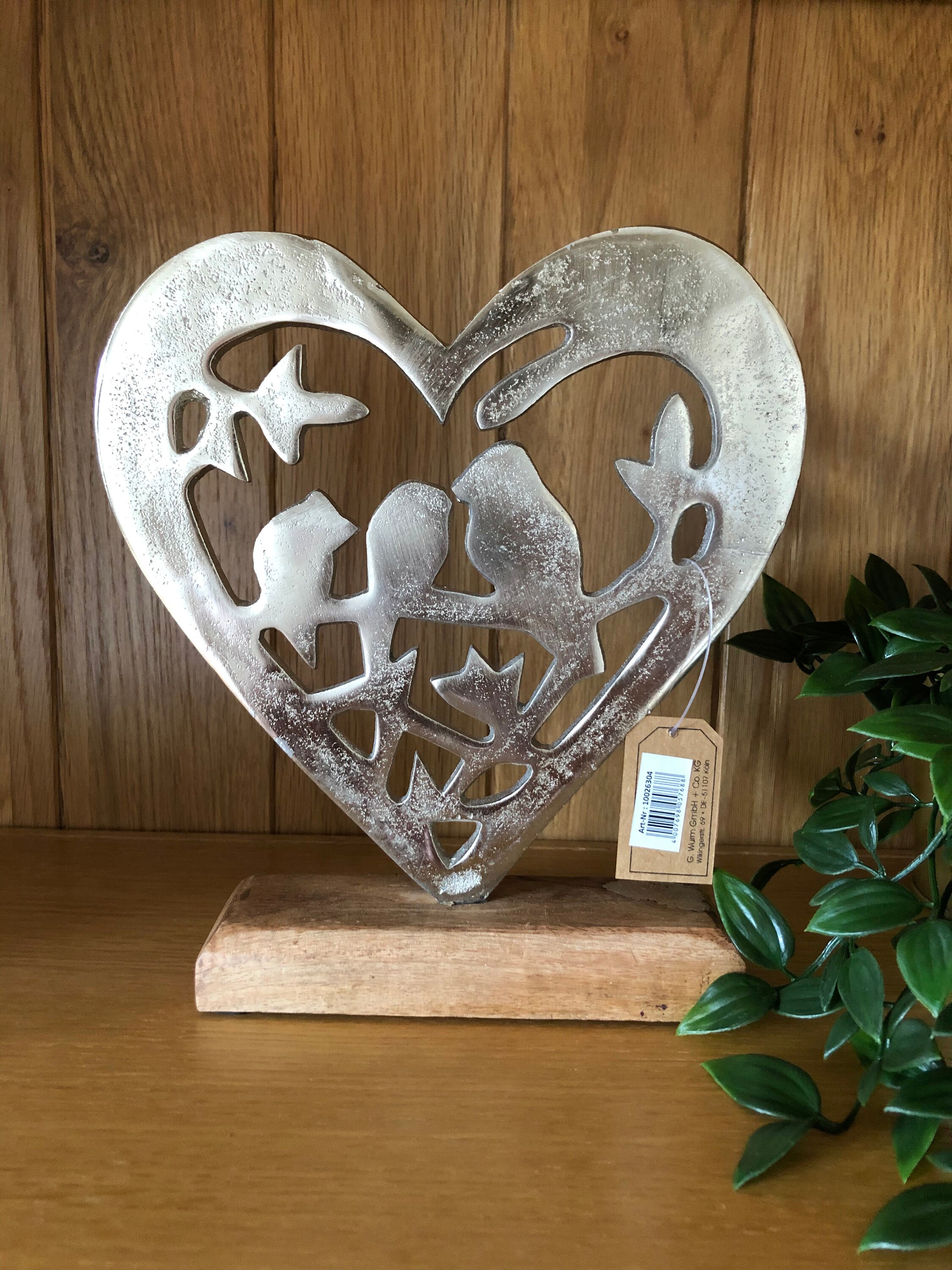 Large 22cm Aluminium Metal Heart With Three Birds Sitting On | Etsy