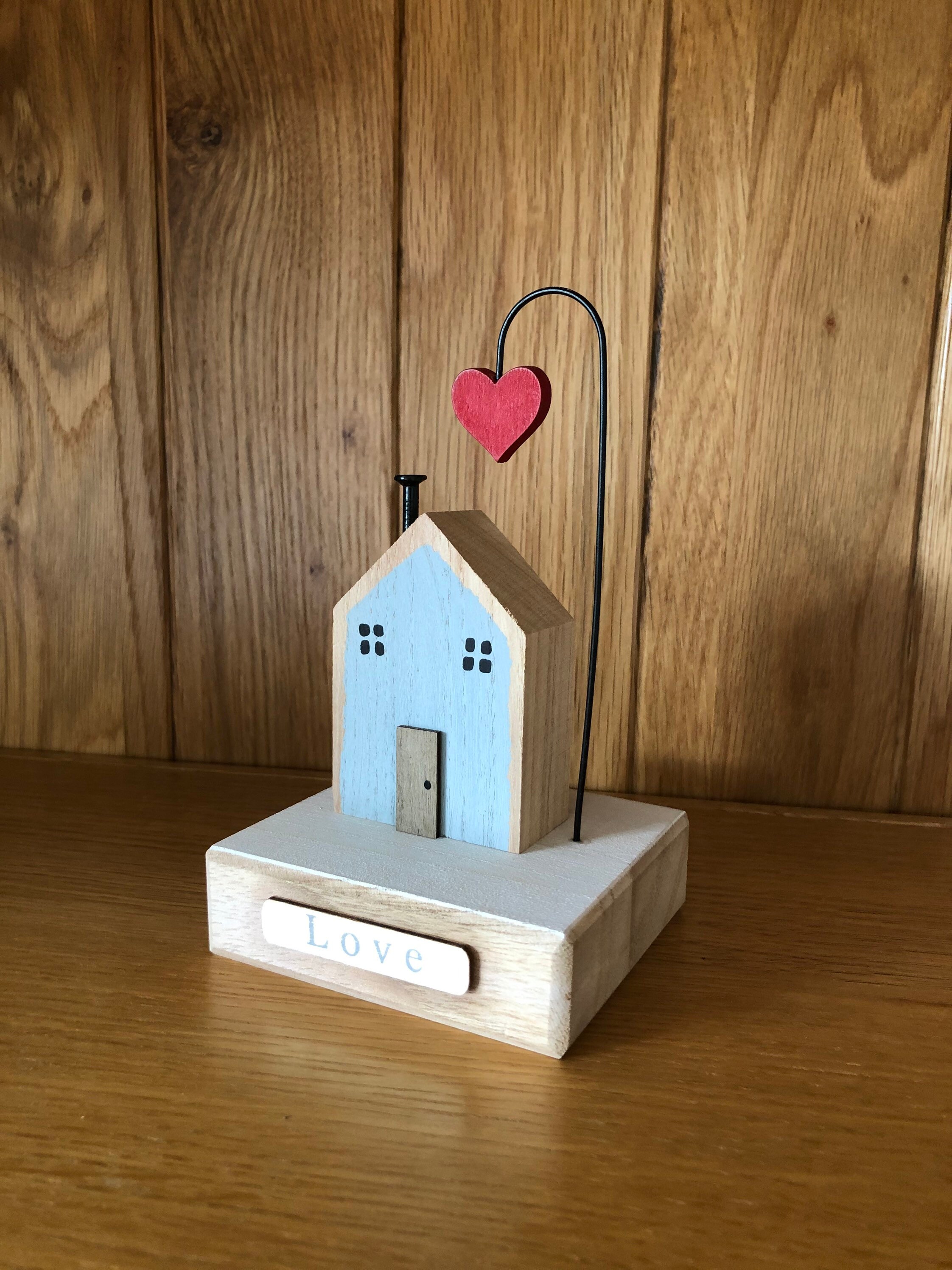 Wooden House With Red Heart and love Lettered to the Front - Etsy UK