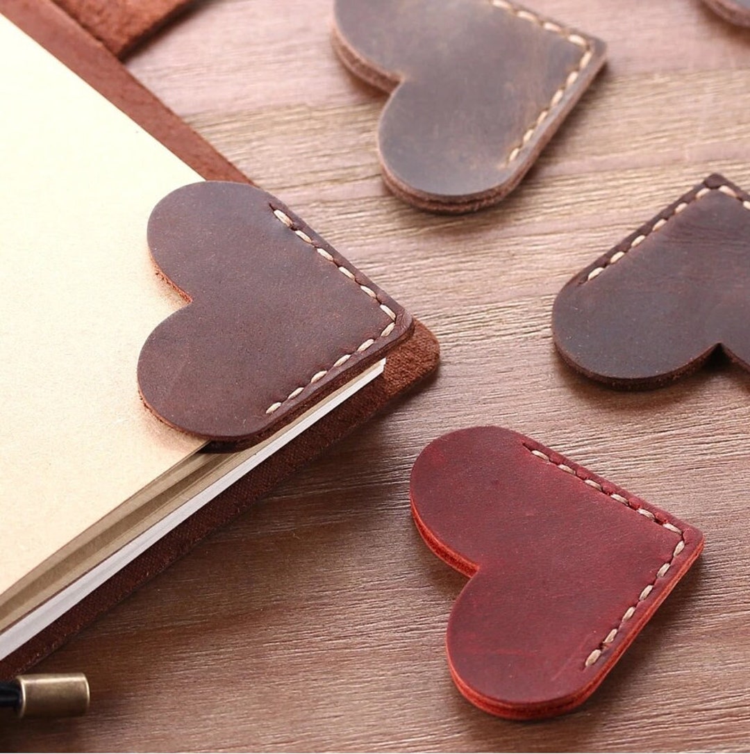 Heart Shape Stitched Leather Corner Bookmark, Hearts, Heart Gifts ...