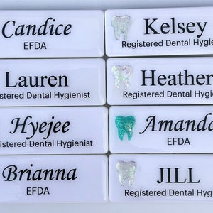 Custom 3D Glitter Tooth Badge – Personalized Dental Name Tag for ...